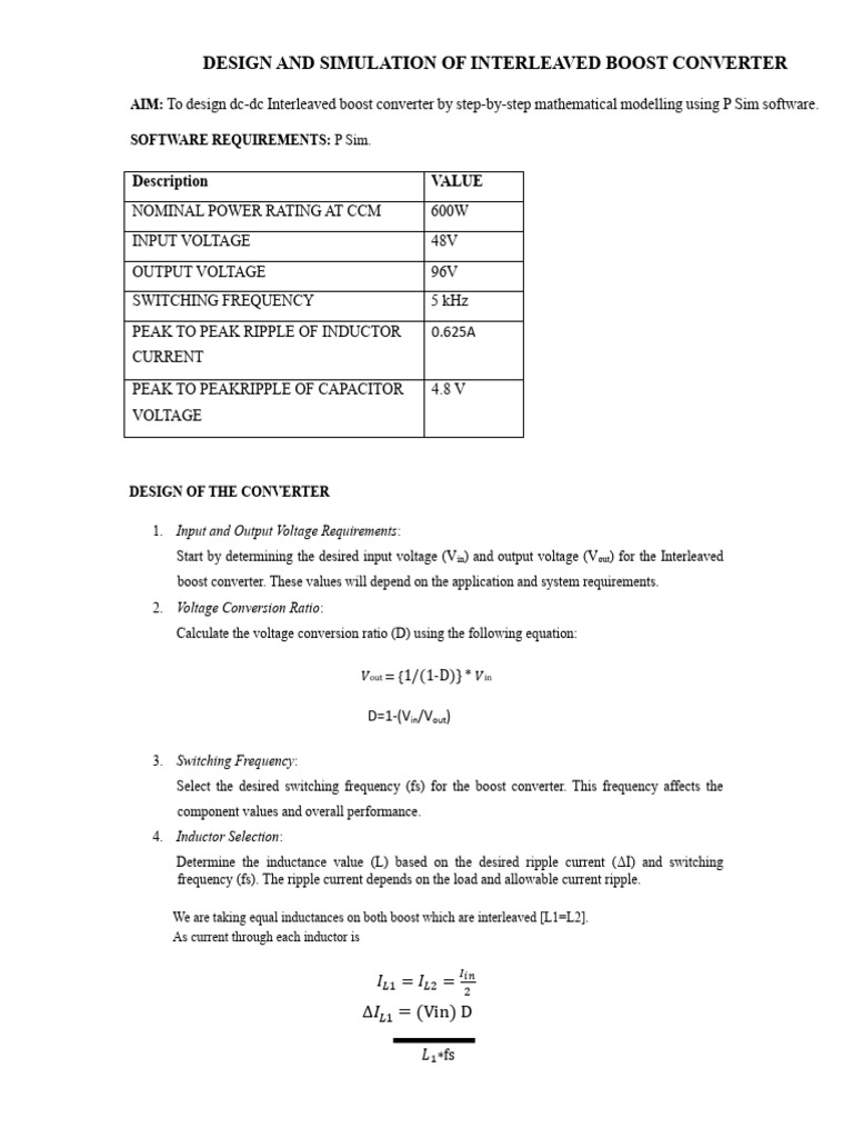 design and simulation of Interleaved boost converter | PDF | Inductance | Electrical Engineering