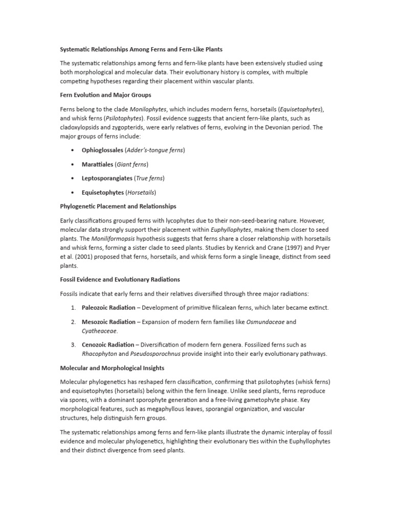 Systematic Relationships Among Ferns and Fern | PDF