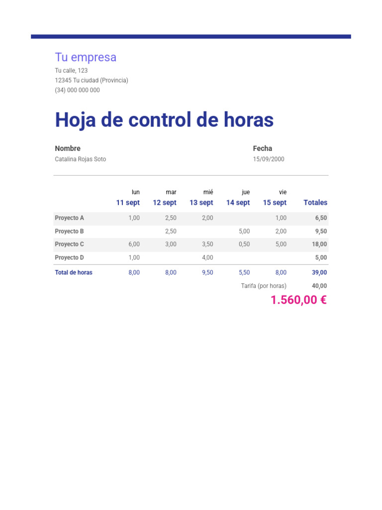 Control de Horas por Proyecto y Día | PDF
