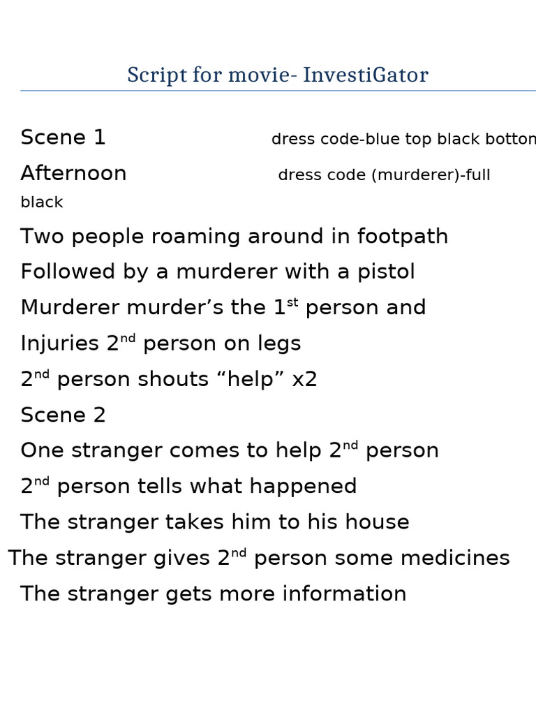 Script for Movie (Investigator) | PDF
