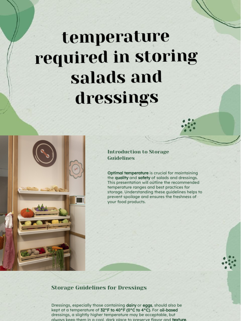 Salad and Dressing Storage Guidelines | PDF