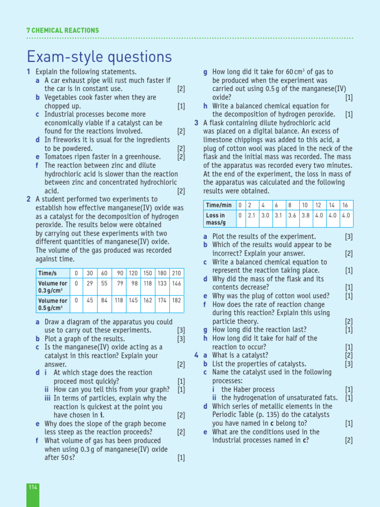 Rate of Reaction Questions | PDF | Chemical Reactions | Ammonia