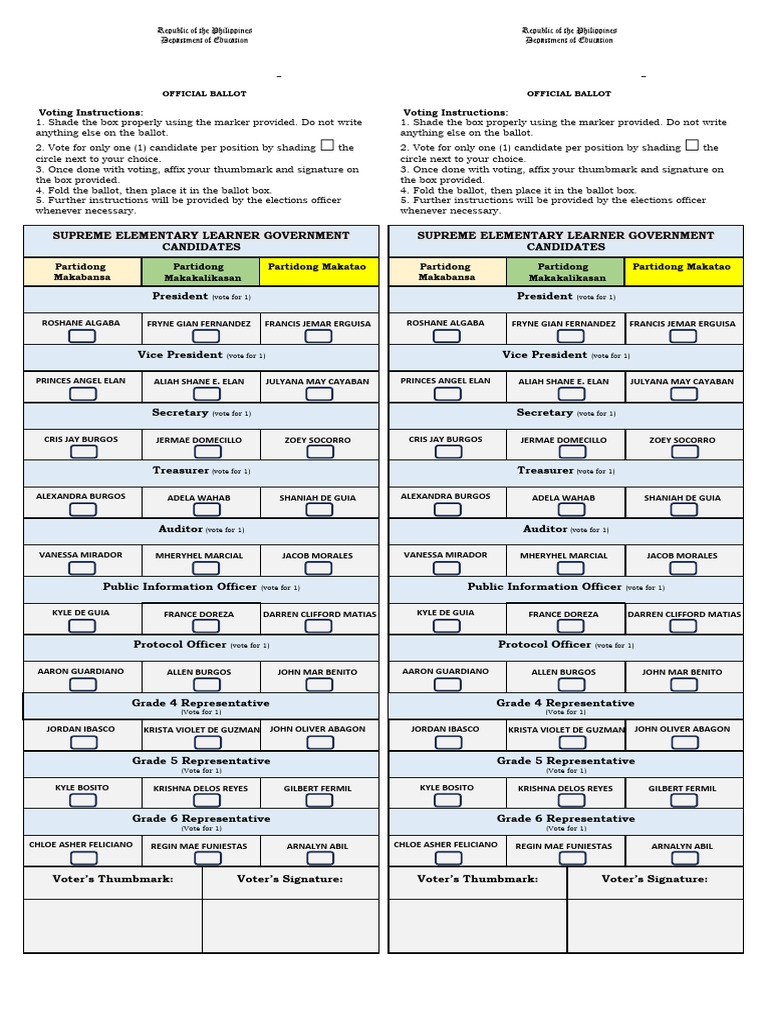 Official Ballot 2025-2026 SELG | PDF | Voting | Political Corruption
