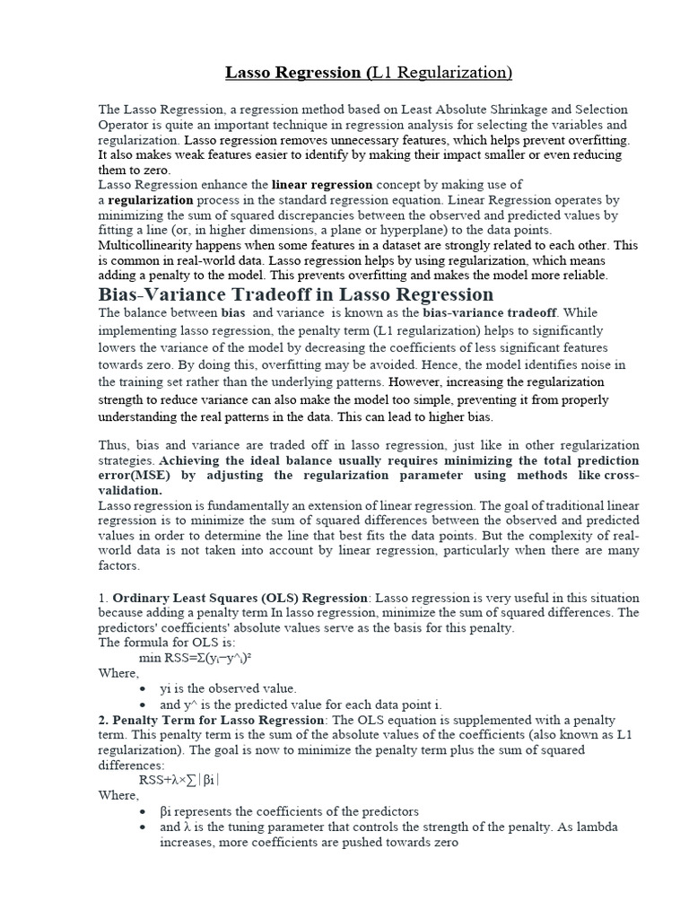 LassoRegression | PDF | Linear Regression | Regression Analysis