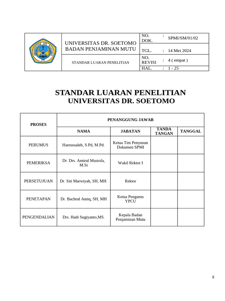 Standar Mutu Luaran 2024 | PDF