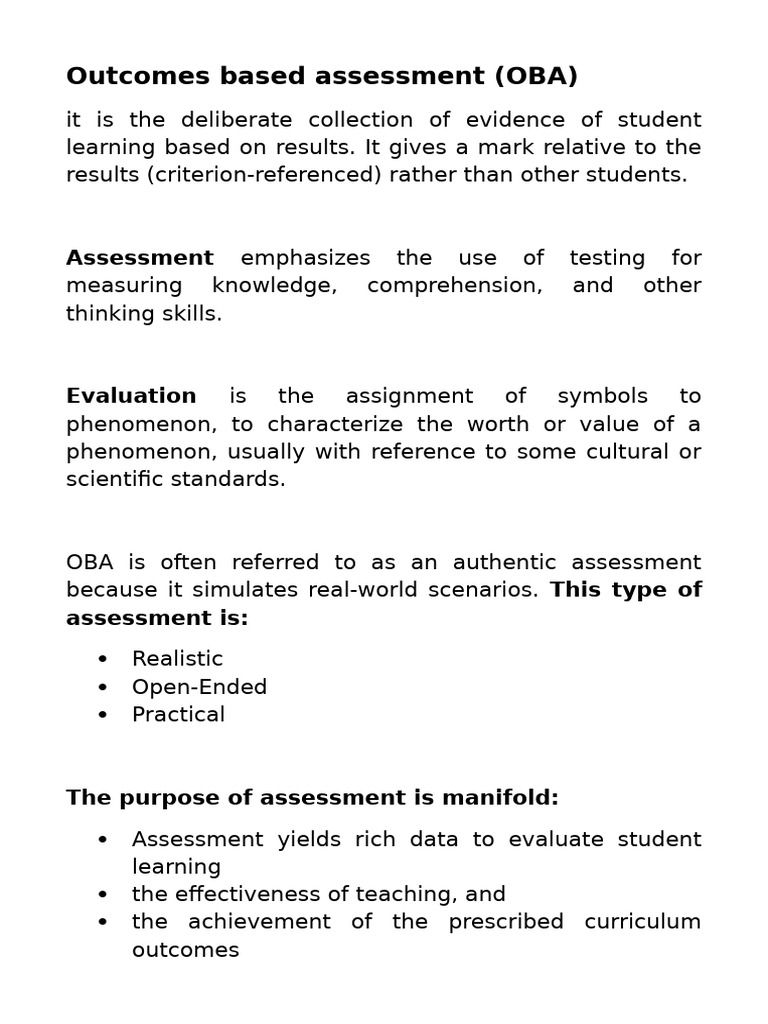 Outcome-Based Assessment | PDF | Educational Assessment | Mathematics