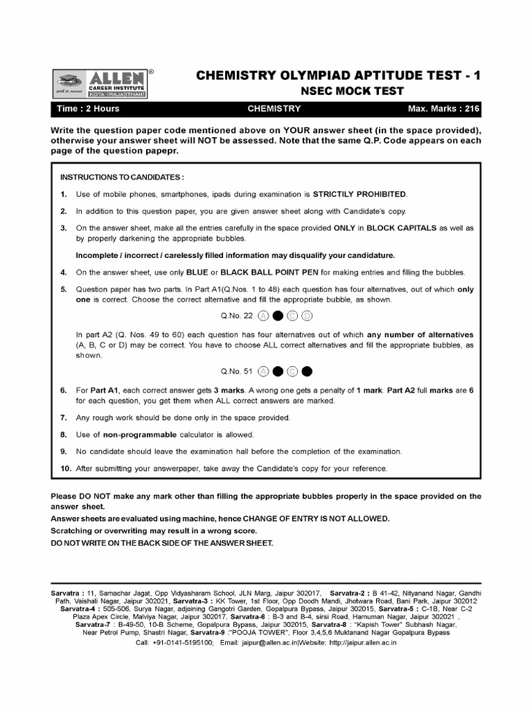 Nsec Mock Test - 4 - Paper JP | PDF