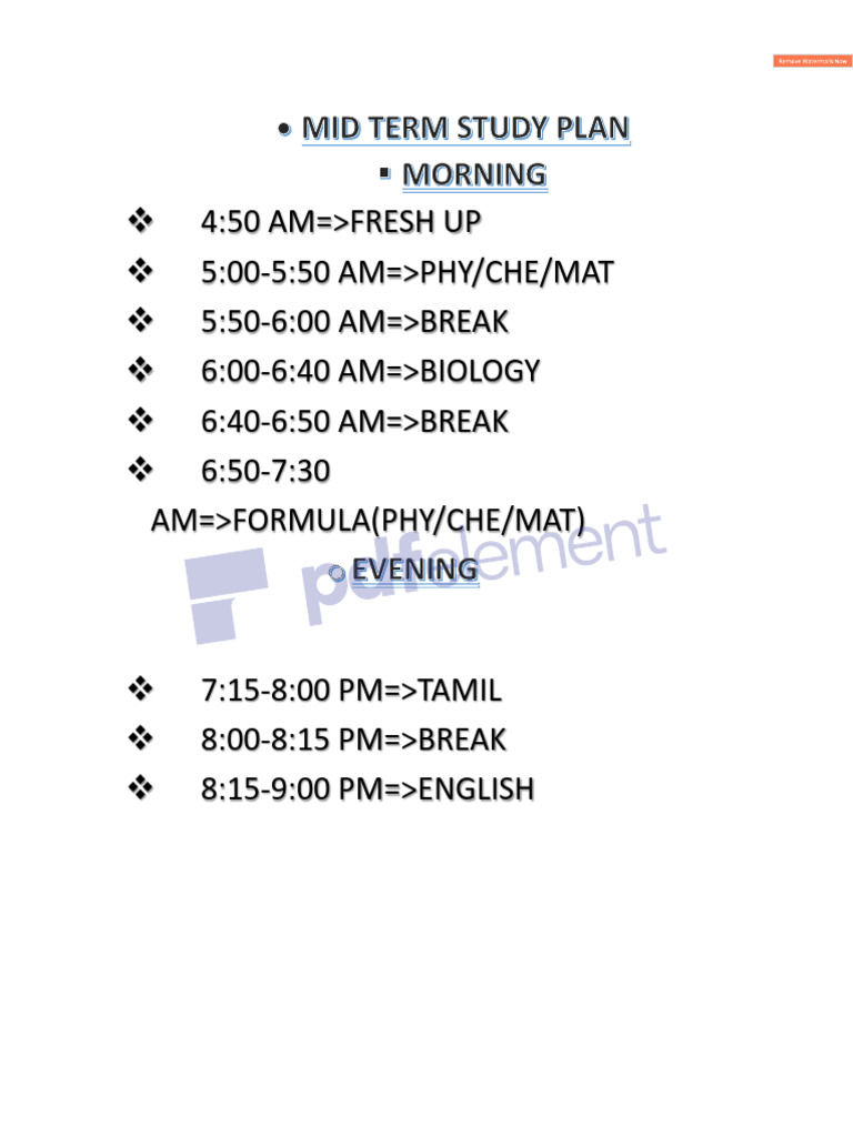 Daily Study Schedule Overview | PDF