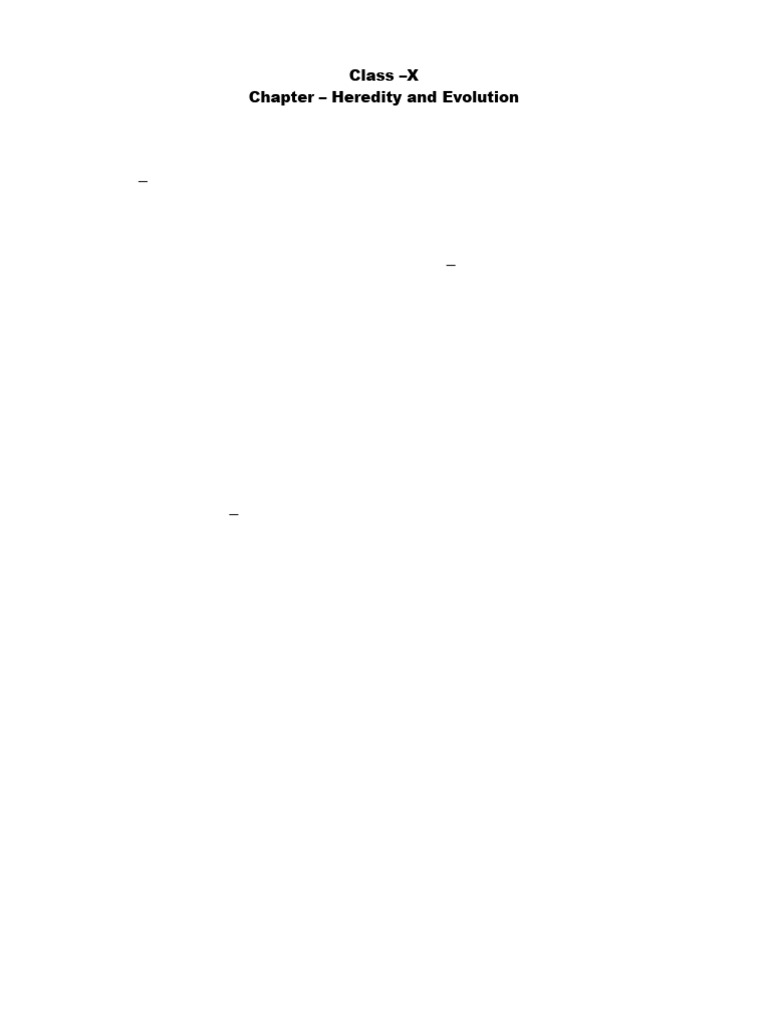 Class 10: Heredity & Evolution Basics | PDF | Dominance (Genetics ...