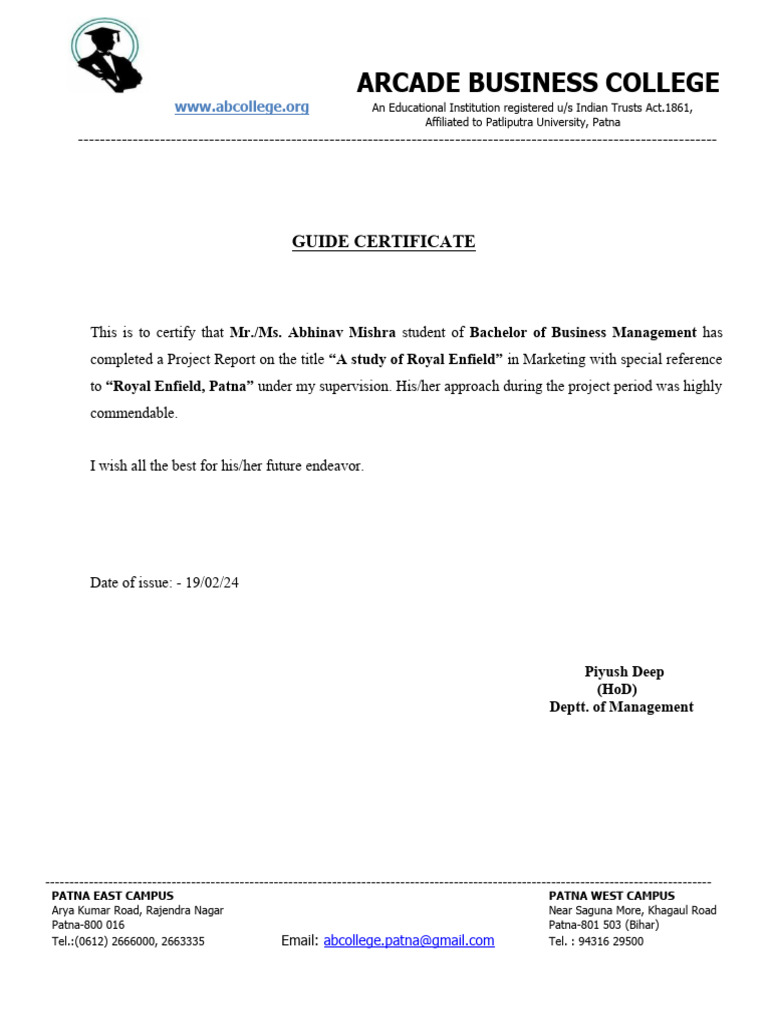 Project Report on Royal Enfield Marketing | PDF