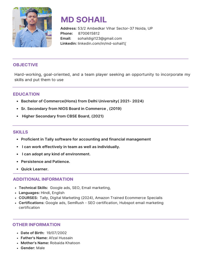 Copy of MD SOHAIL RESUME | PDF