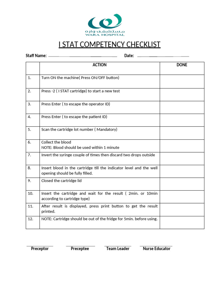 iSTAT Competency Checklist Guide | PDF
