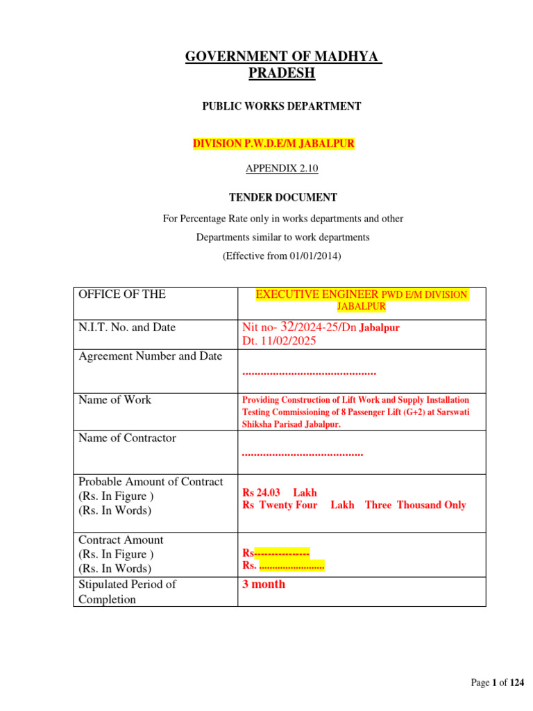 tender nit pwd | PDF | Joint Venture | Specification (Technical Standard)