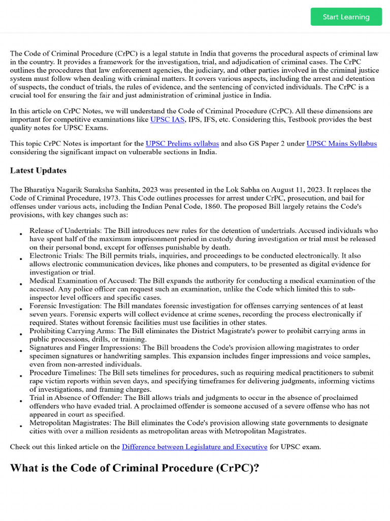 CRPC - Code of Criminal Procedure Notes For UPSC IAS Exam - Download ...