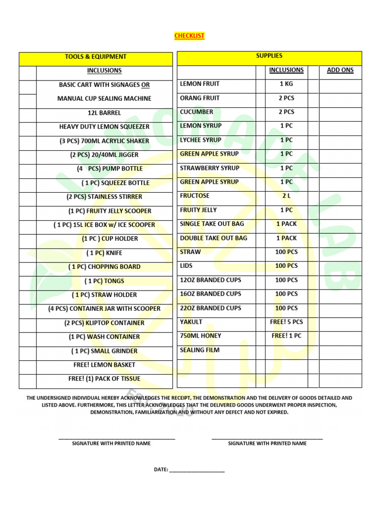Checklist Franchise | PDF | Fruit Preserves