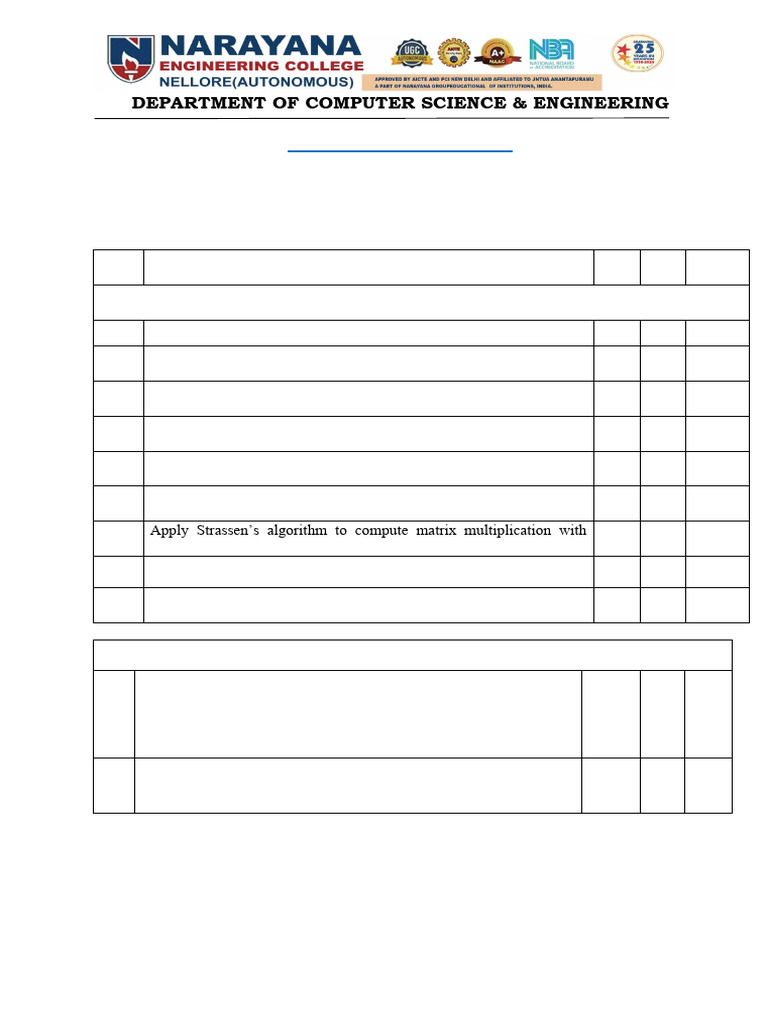 Design and Analysis of Algorithms (21CS2009) - Model Question Bank | PDF | Dynamic Programming ...