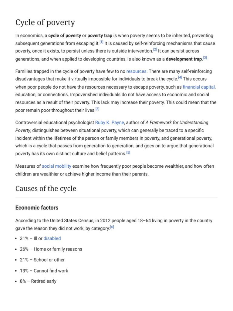 Cycle of Poverty - Wikipedia | PDF | Stress (Biology) | Poverty