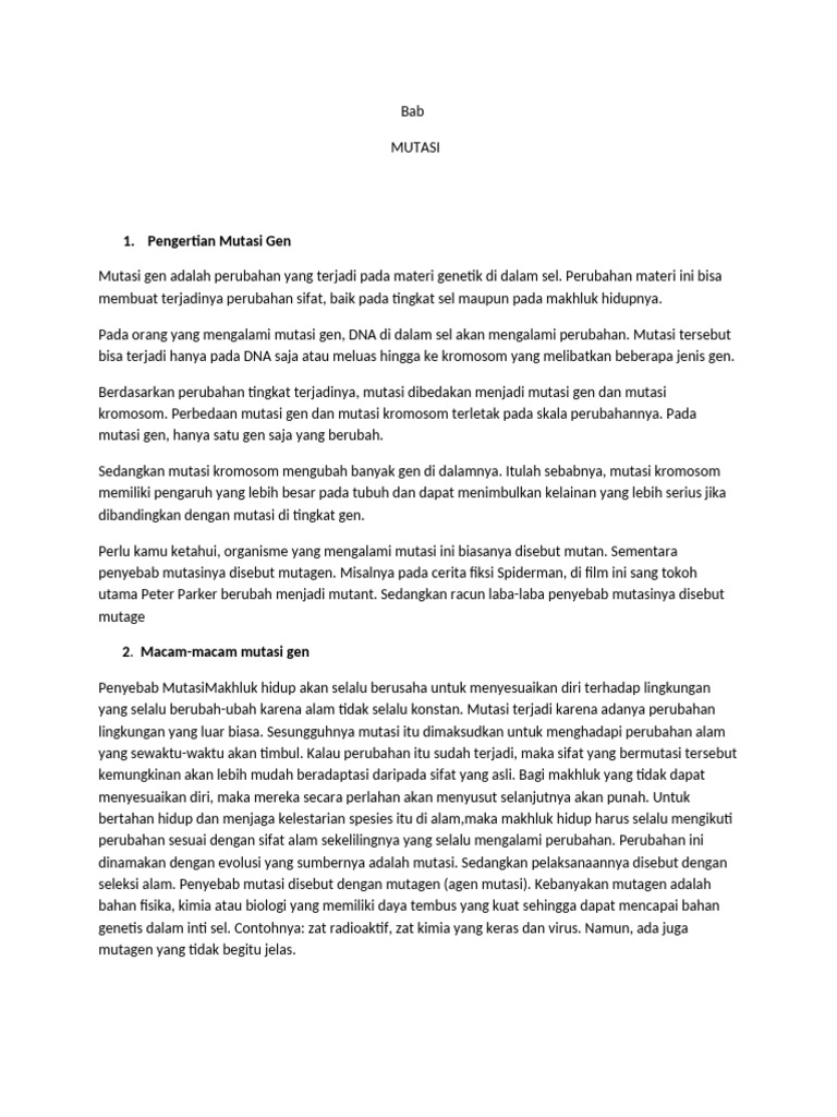 Pengertian dan Macam Mutasi Gen | PDF