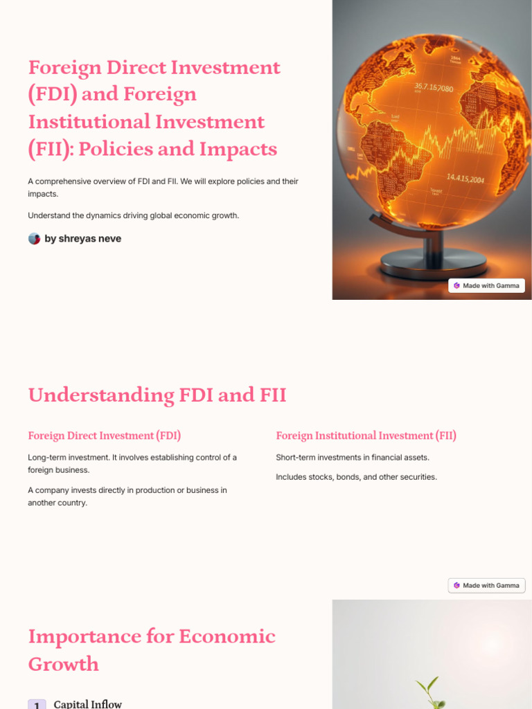 Foreign Direct Investment FDI and Foreign Institutional Investment FII ...