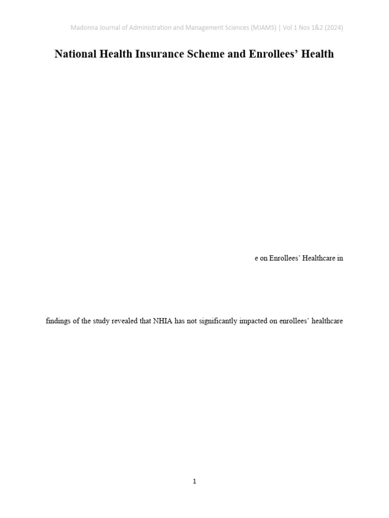 NHIA Impact on Healthcare in Abuja (2012-2023) | PDF | System | Systems ...