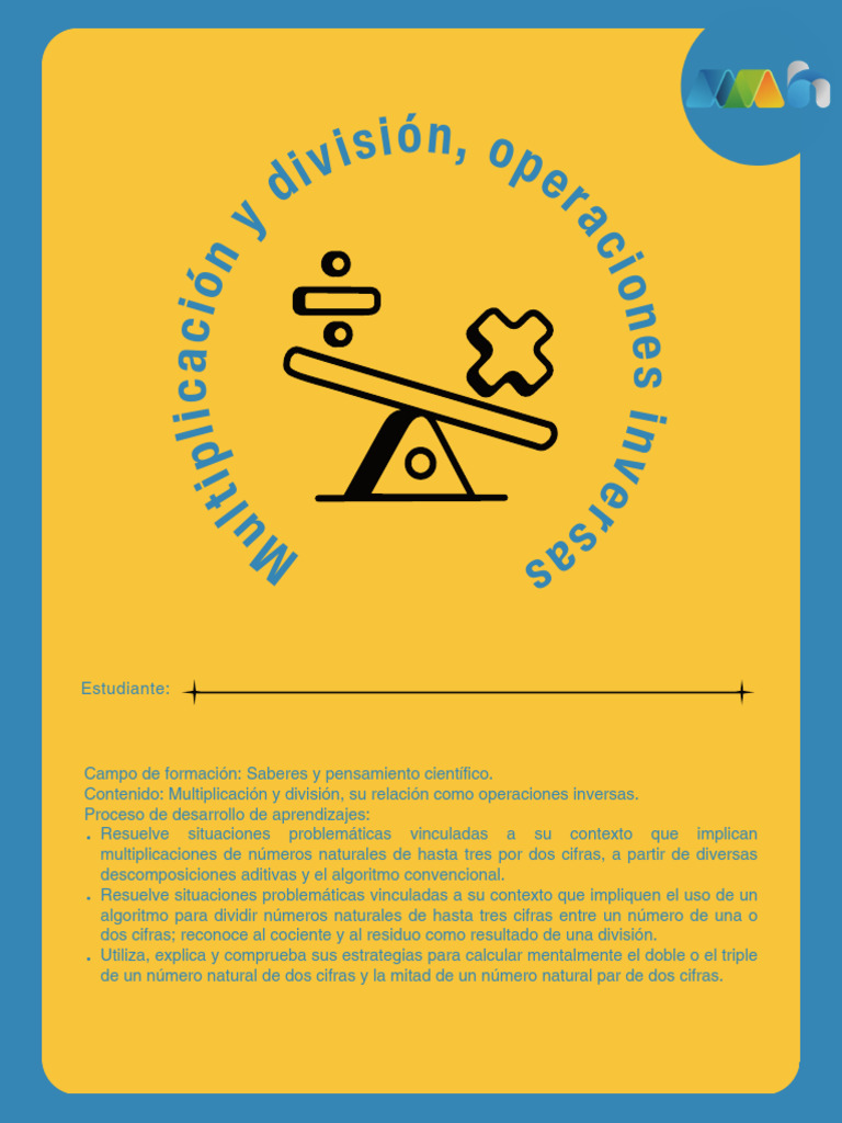 Multiplicación y División, Su Relación Como Operaciones Inversas | PDF ...