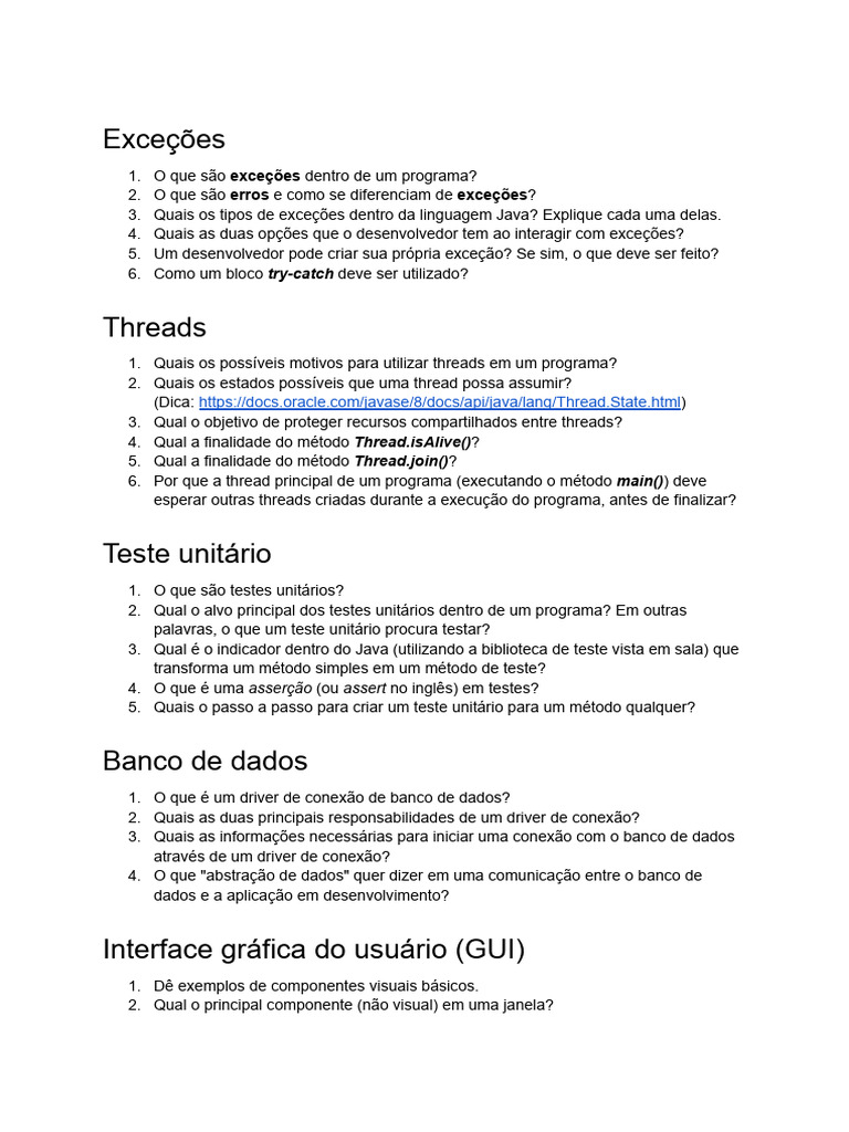 (Prog2) Lista Exercícios - Prova 2 | PDF