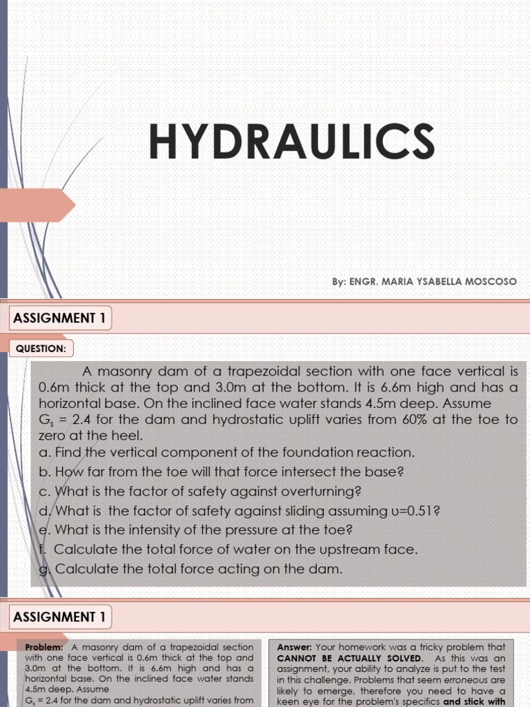 Midterm Hydraulics Assignment 1 | PDF | Dam | Hydrology