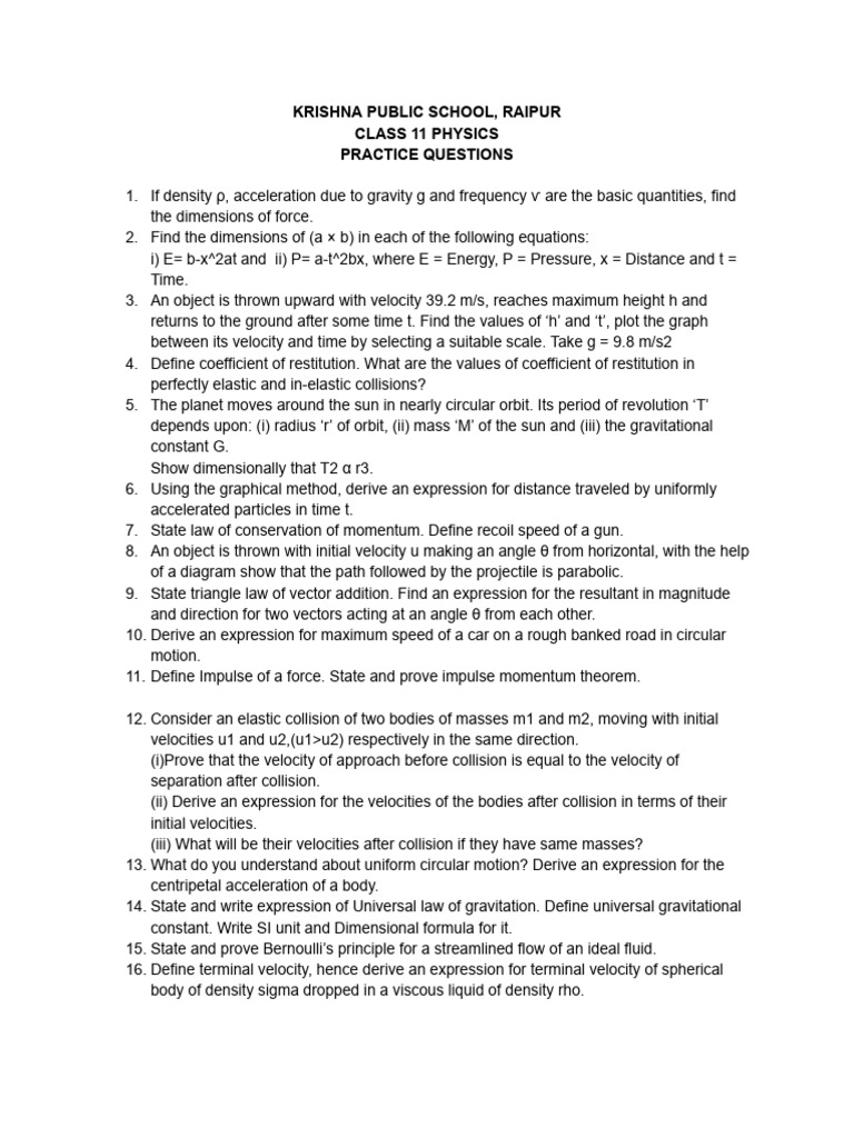 Revision practice questions Physics | PDF | Force | Acceleration