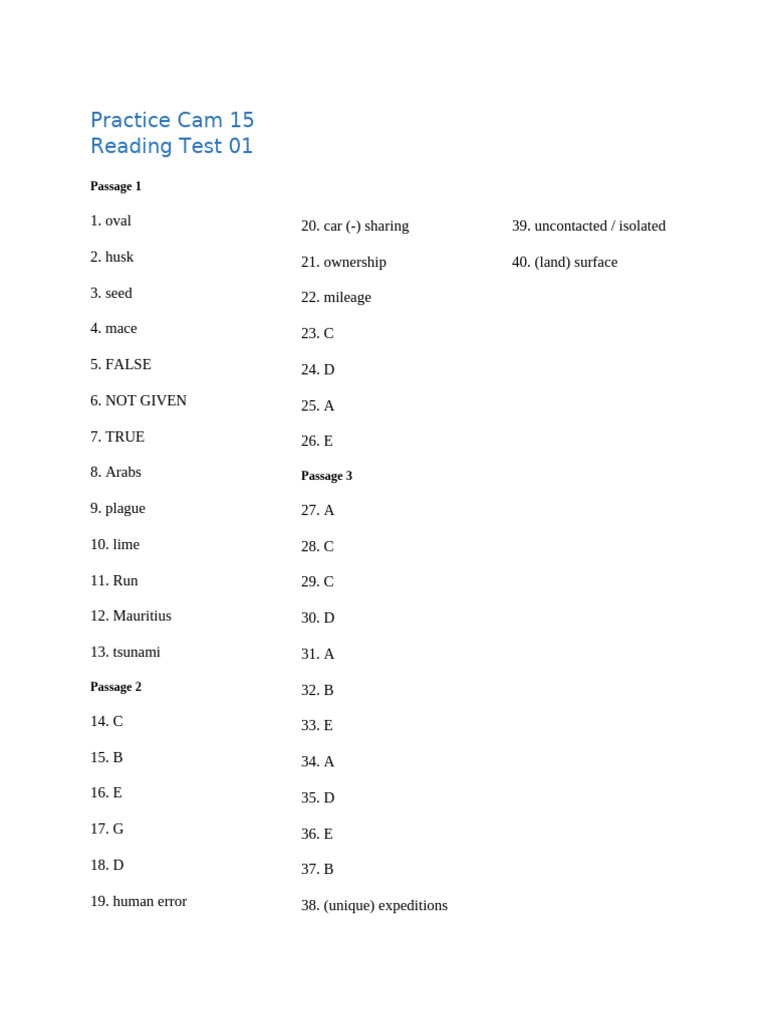 Practice Cam 15 Reading Test 01 | PDF