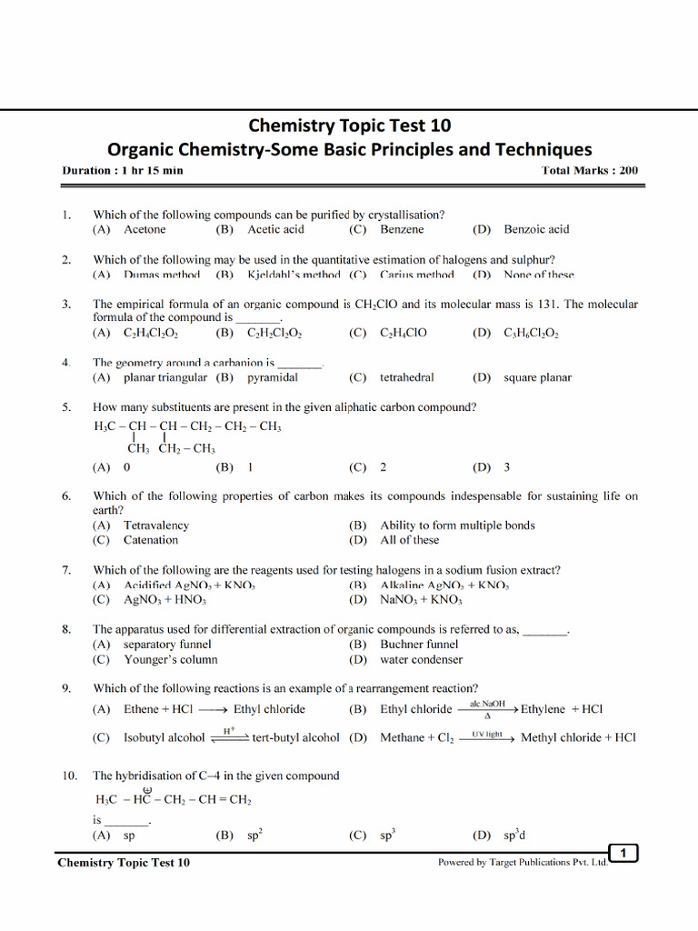 13 CHETT10 Organic Chemistry - Some Basic Principles and Techniques - QF | PDF