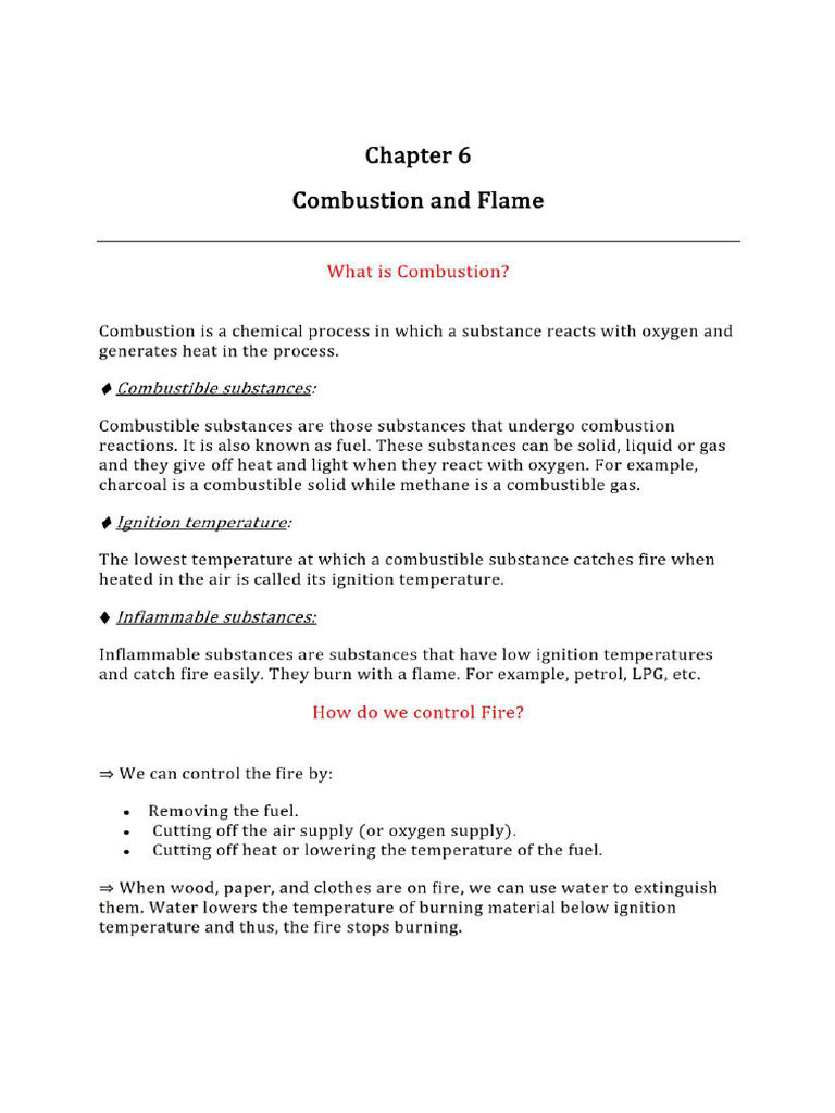 Combustion and Flame Notes | PDF