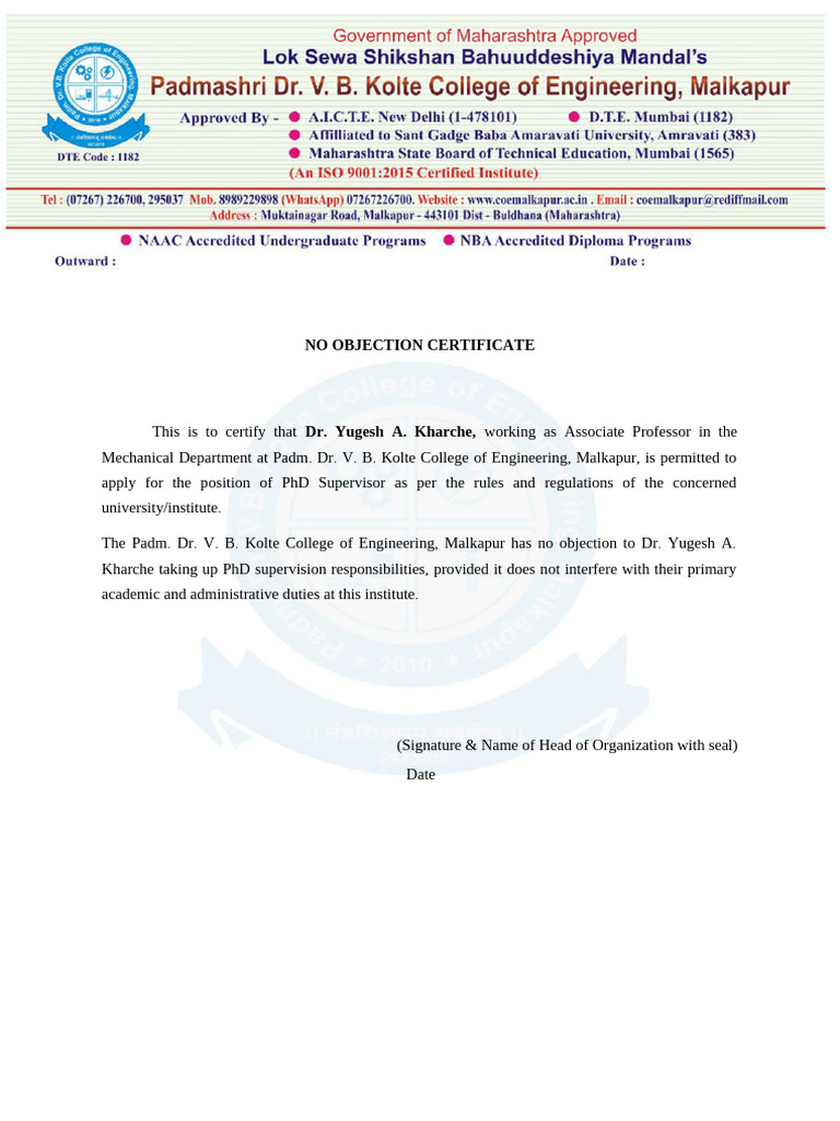 NOC For PHD Guide | PDF