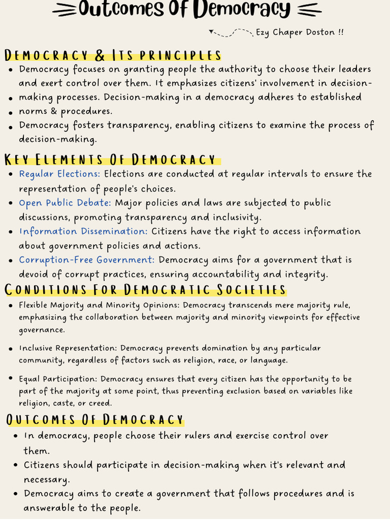 Key Principles and Benefits of Democracy | PDF | Democracy | Political ...