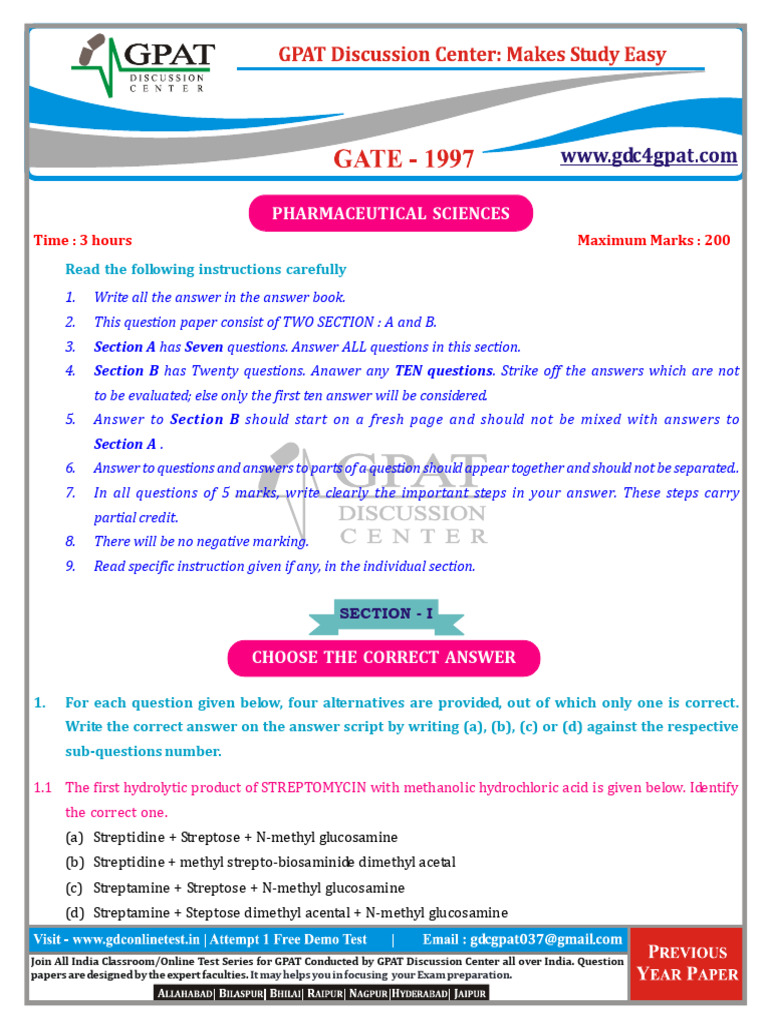 GPAT Test Series: Classroom & Online | PDF | Chemotherapy | Sugar ...