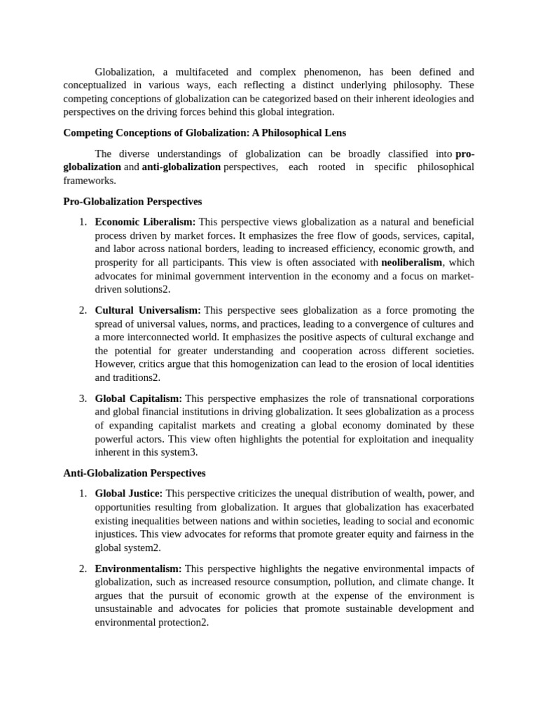Competing Views on Globalization Explained | PDF | Globalization ...
