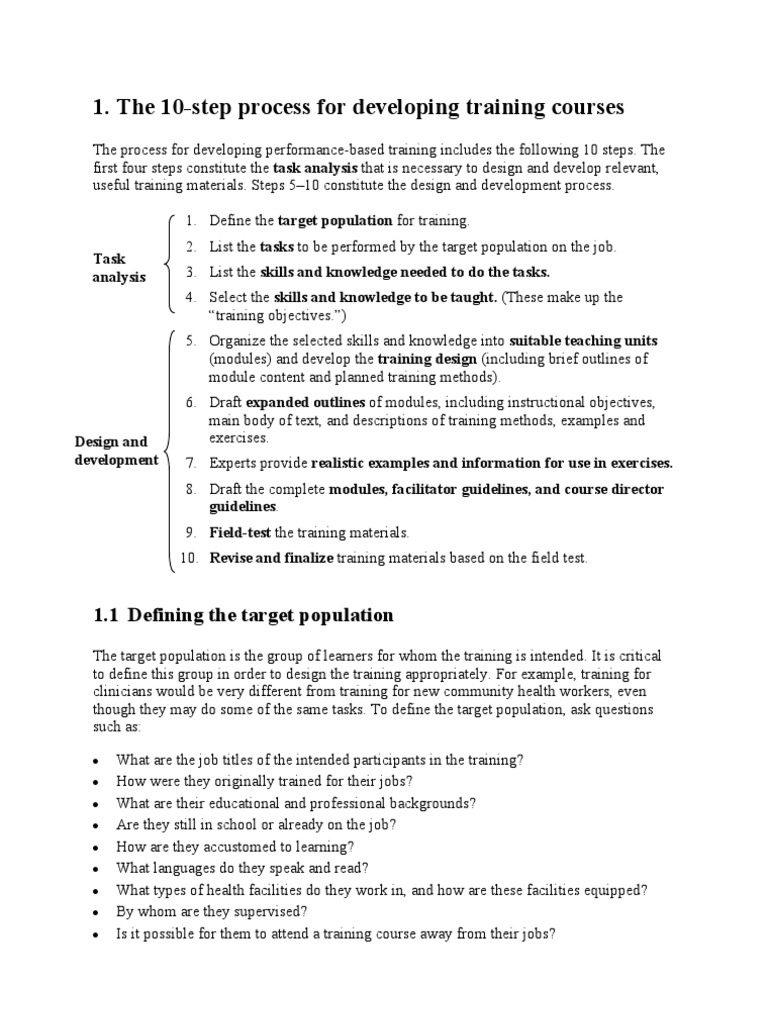 The 10-Step Process For Developing Training Courses | PDF
