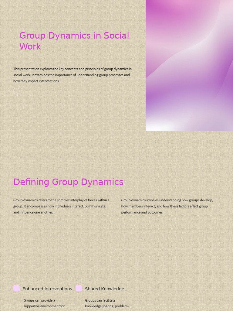 Group Dynamics in Social Work | PDF | Communication | Empowerment