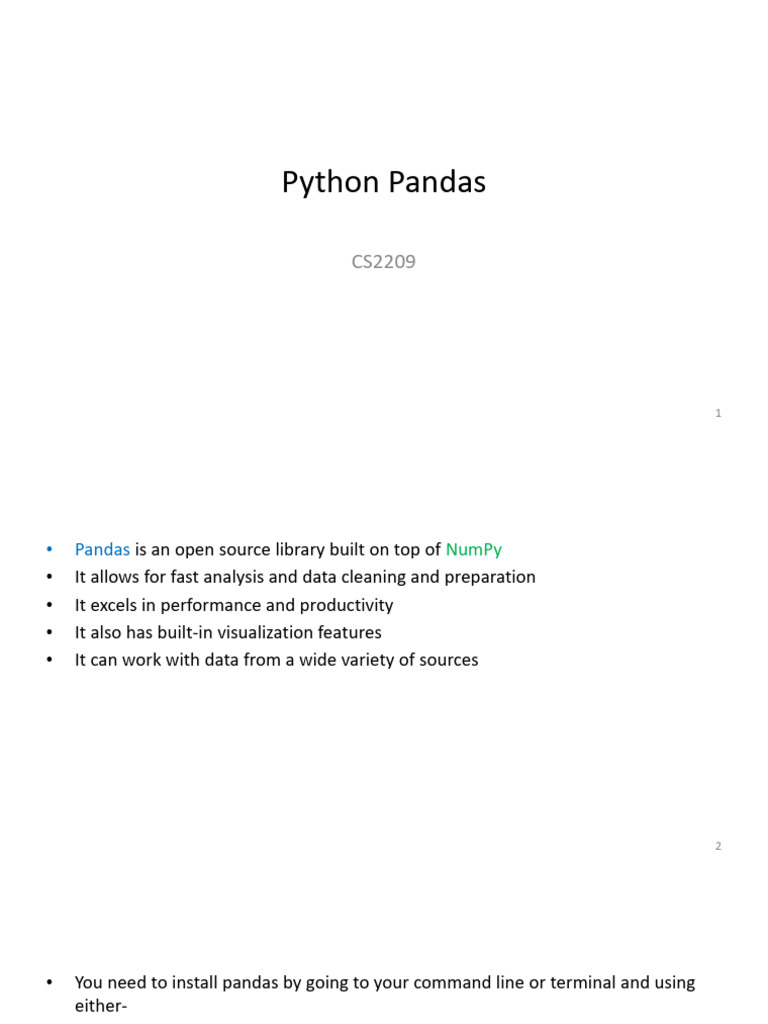 Python Pandas Data Analysis Guide | PDF | Computer Programming | Software Engineering