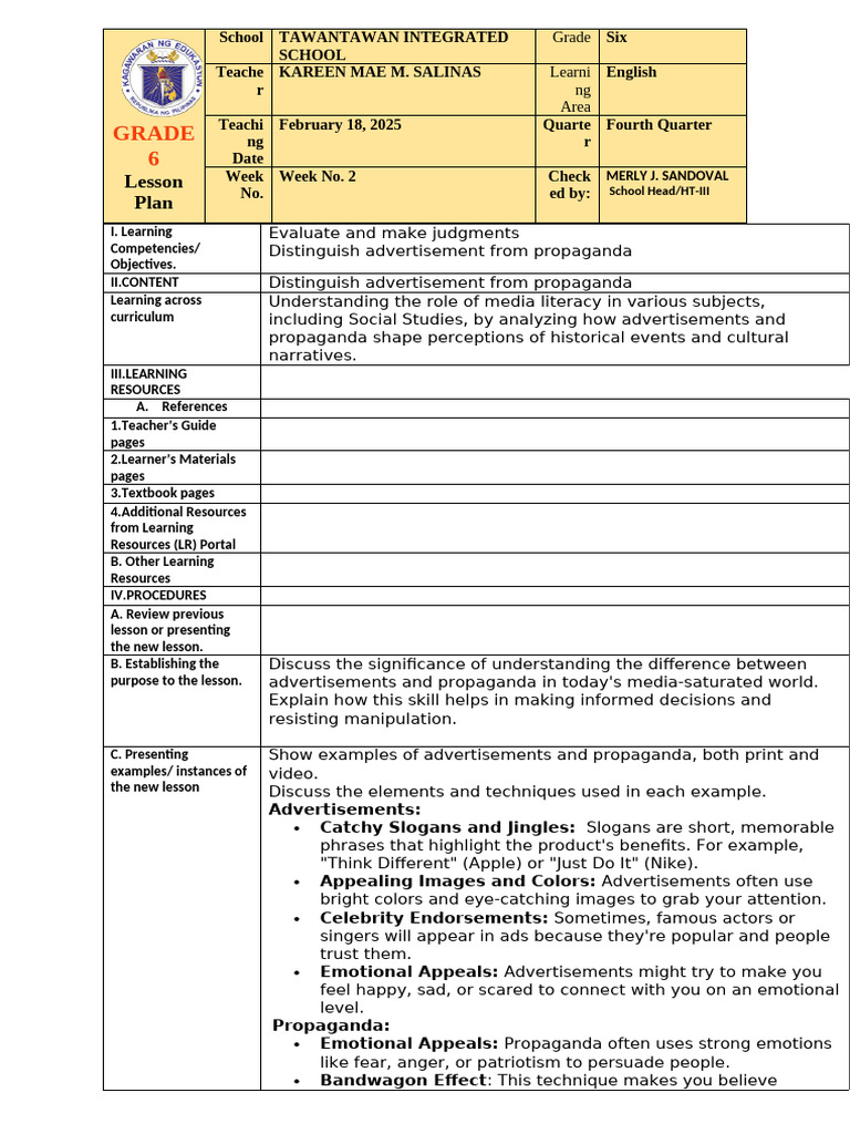Distinguishing Ads from Propaganda Lesson | PDF | Propaganda | Advertising