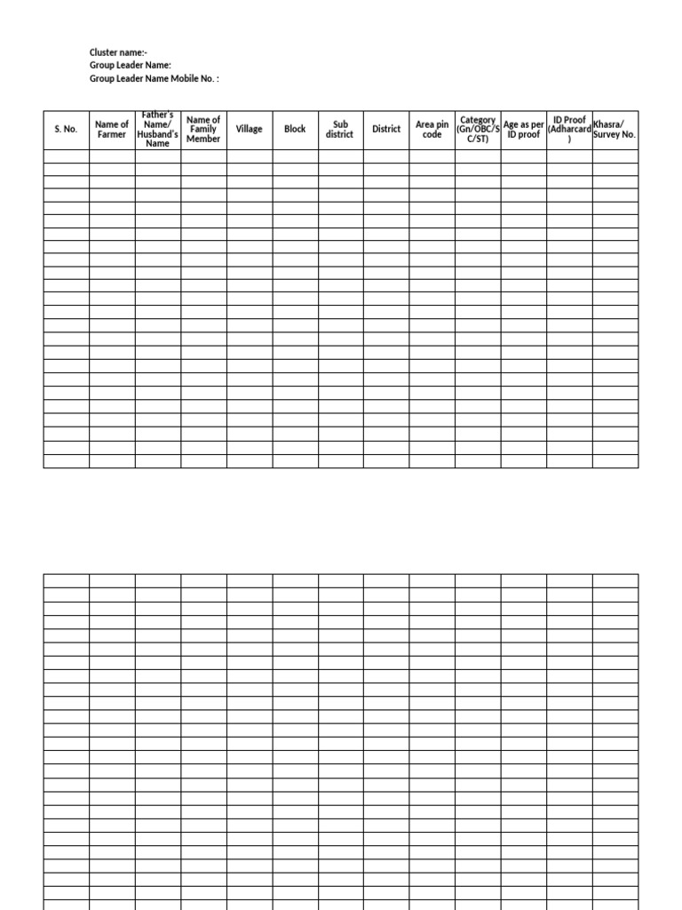 AFL Format for Farmer Data Collection | PDF