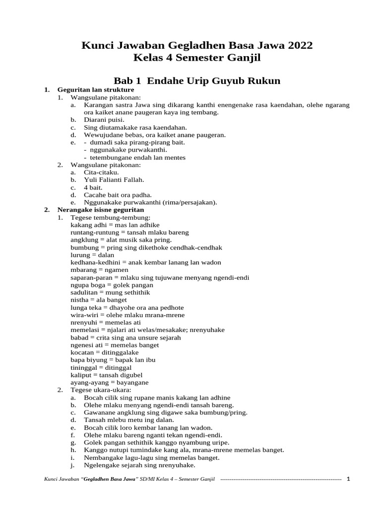 4. Kunci Gegladhen 4 Ganjil 2022 | PDF