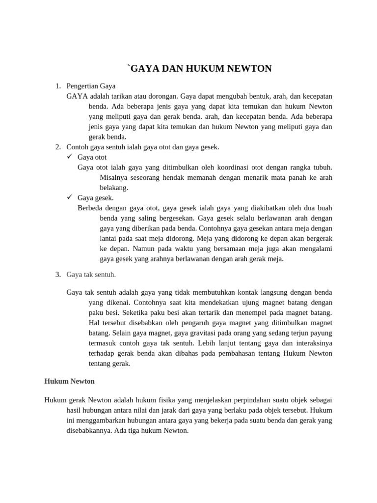 Gaya Dan Hukum Newton | PDF