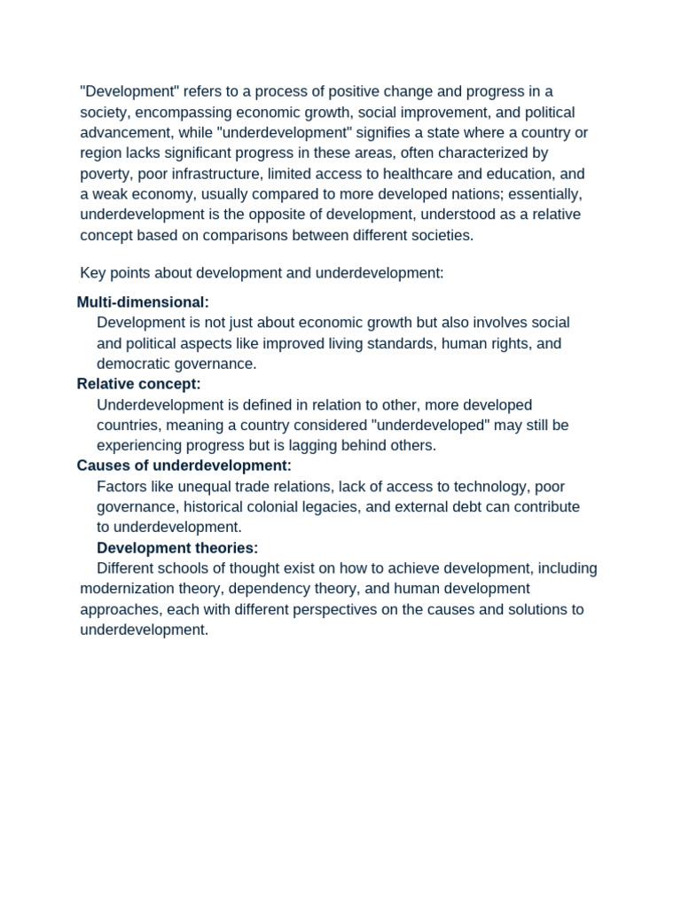 Development and Underdevelopment | PDF