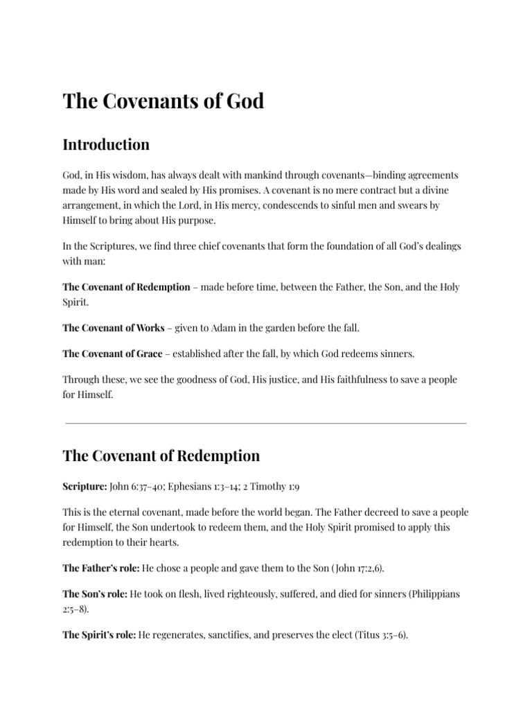 The Covenants of God (Example Document) | PDF | Covenant Theology ...