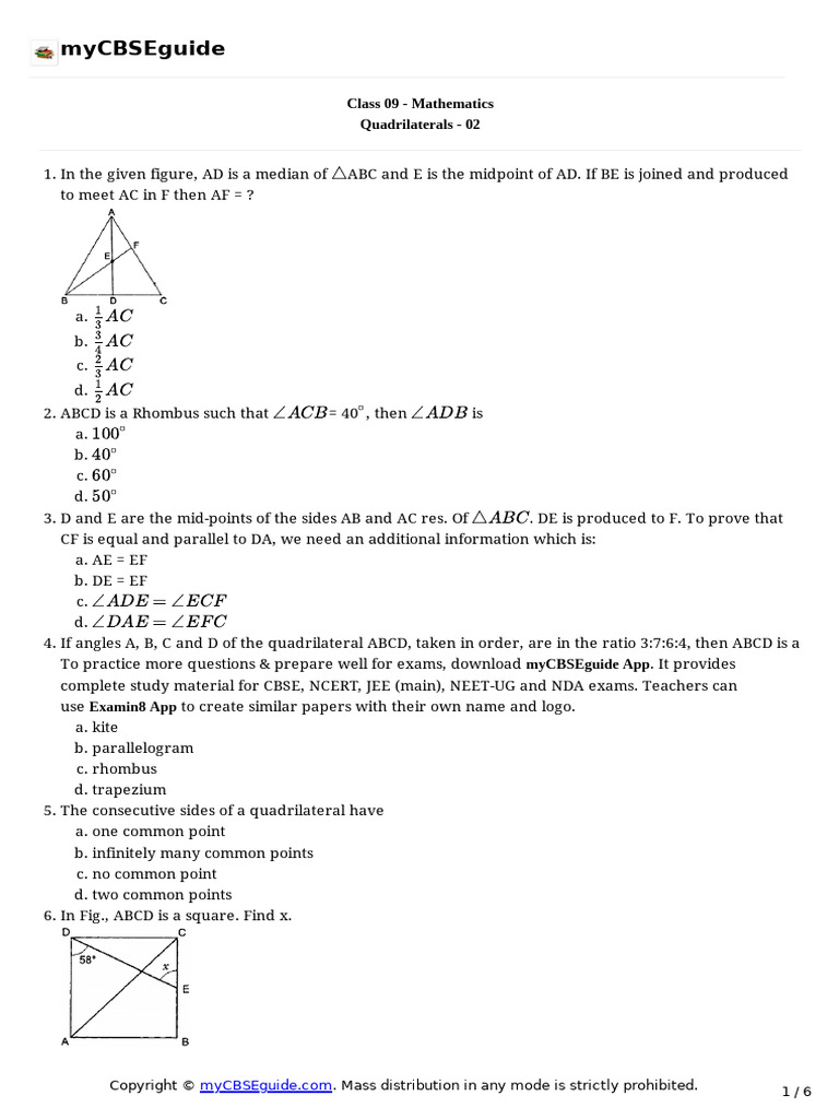 09_maths_ch8_tp2 | PDF | Rectangle | Euclidean Geometry