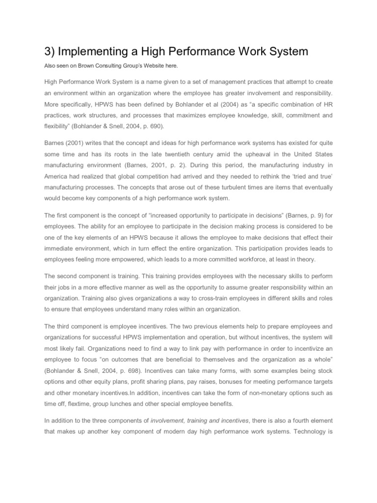 03-Implementing A High Performance Work System | PDF