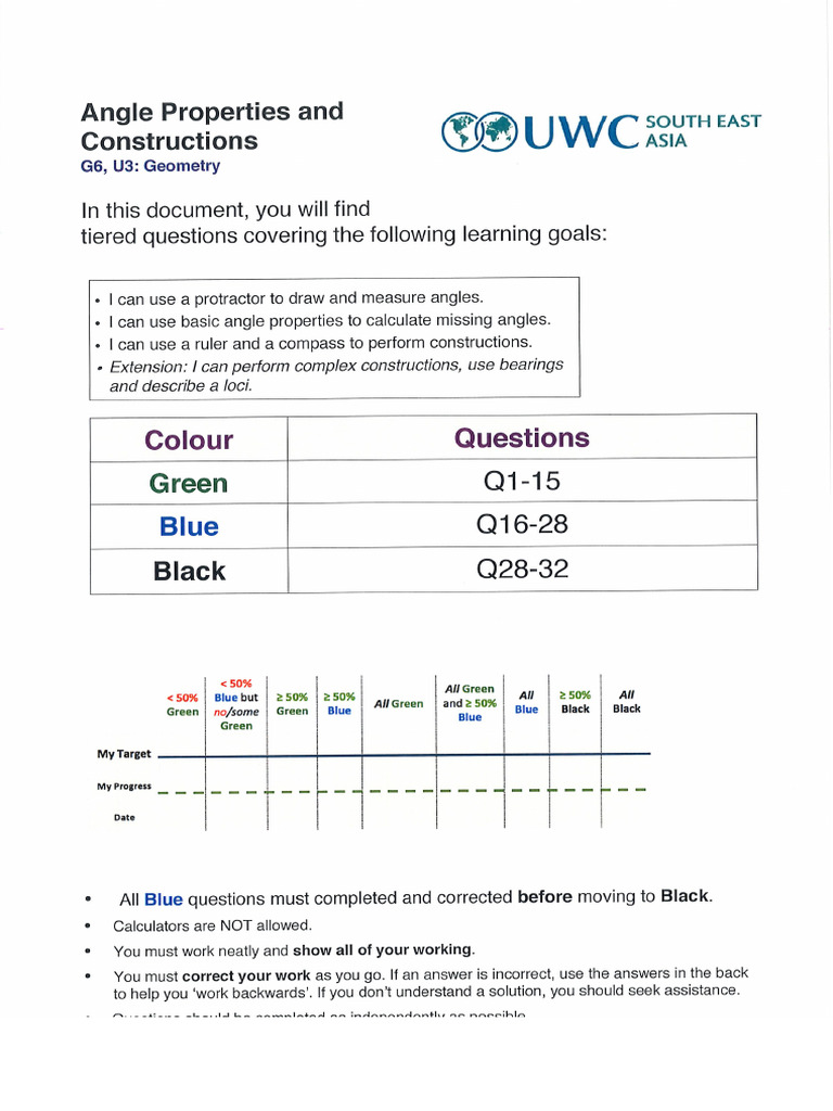 Unit 4 - Angles and Constructions 2024-25 - Teamie at UWC | PDF