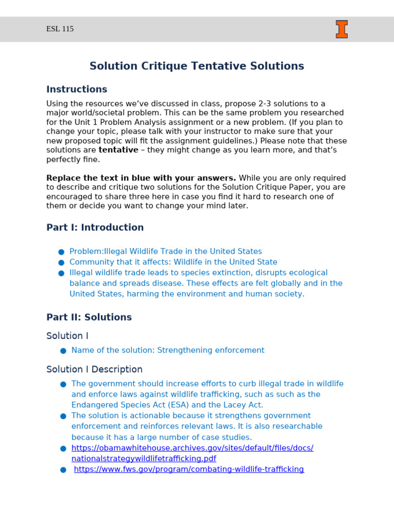 Solution Critique - Tentative Solutions Worksheet (DOC) | PDF ...