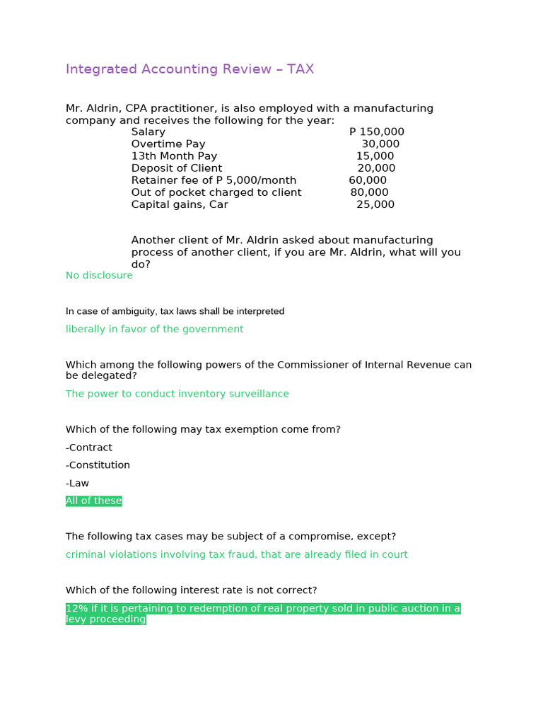 Tax Review for CPA Practitioners | PDF