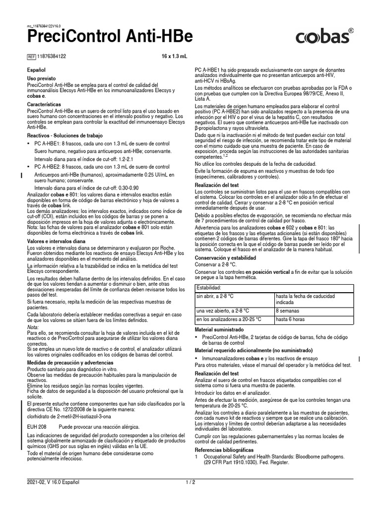 Control de Calidad Inmunoensayo Anti-HBe | PDF | Laboratorios